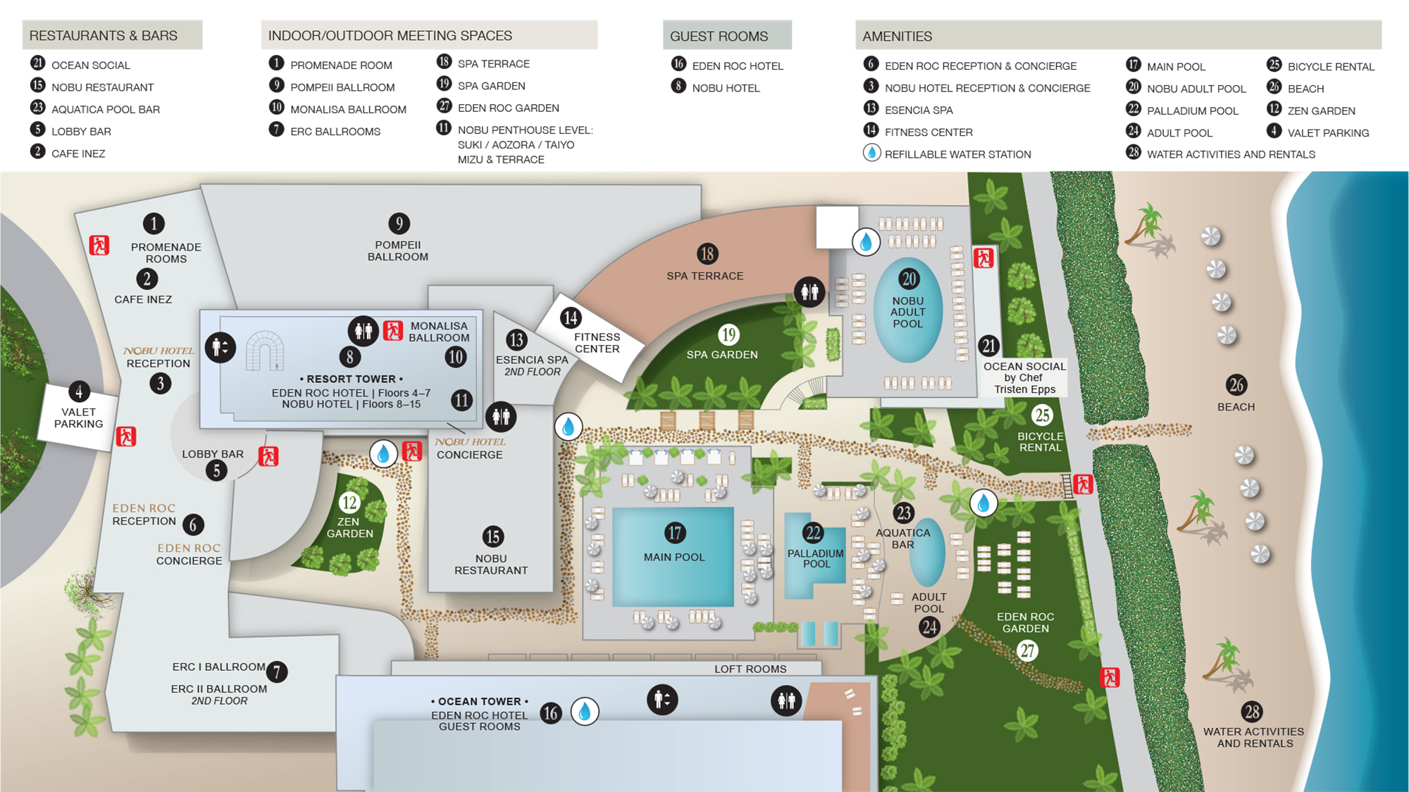 Resort Map - Nobu Hotel Miami Beach